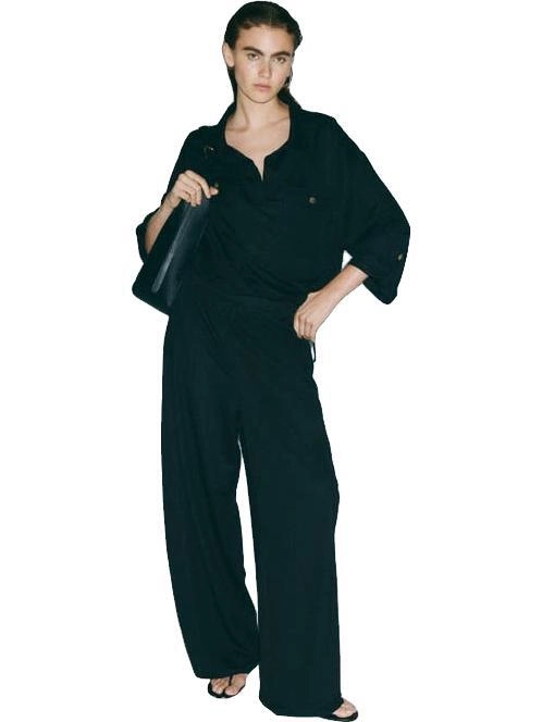 H&M Viscose-blend Barrel-leg Pants - Black