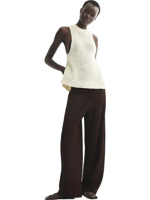H&M Viscose-blend Barrel-leg Pants - Dark Brown