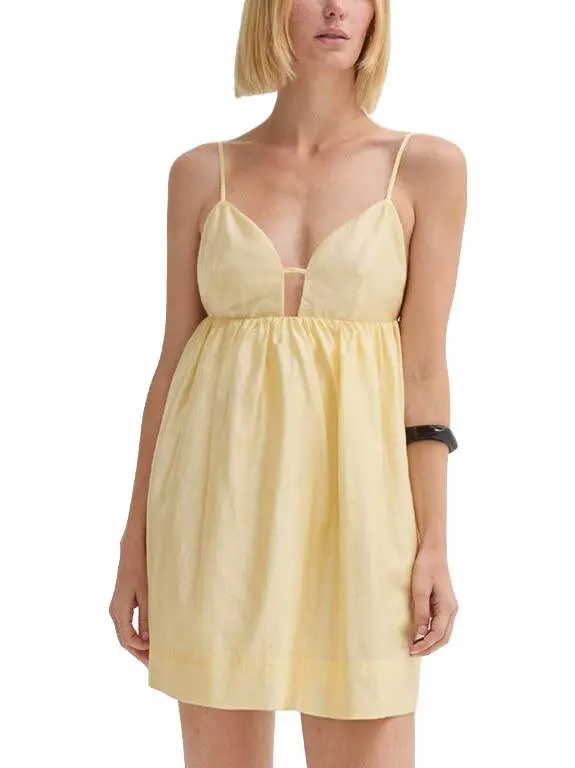 CRESCENT Babydoll Tencel Blend Mini Dress - Butter