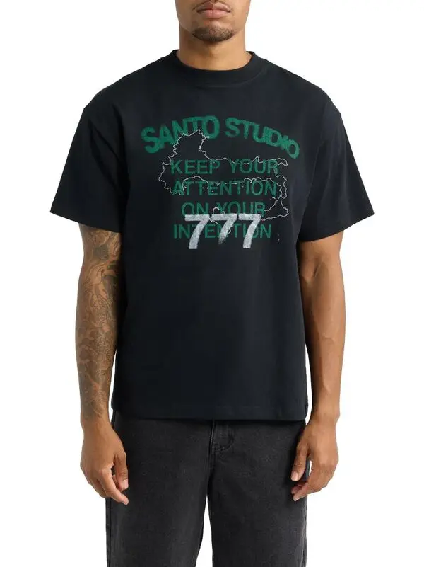 SANTO STUDIO 777 Maps Graphic Tee - Black