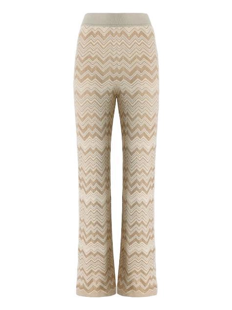 Missoni Zig Zag Viscose And Wool Straight-leg Trousers - Beige