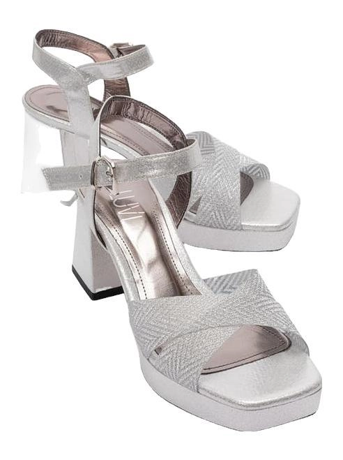 PROLOGUE SHOES Bavena Platform Block Heel Sandal - Silver