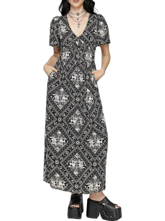 DISTURBIA Floaty Sleeve Maxi Dress - Black