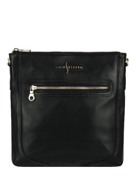 LUIS STEVEN Sienna Crossbody Bag In Italian Pebble Leather - Black