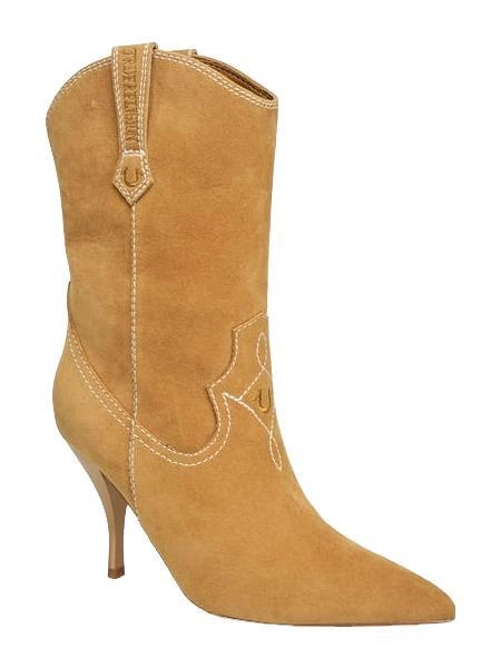 True Religion Embroidered Mid-calf Stiletto Boots - Tan