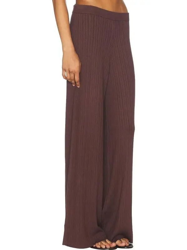 L'academie Rib Knit Wide Leg Pants - Chocolate