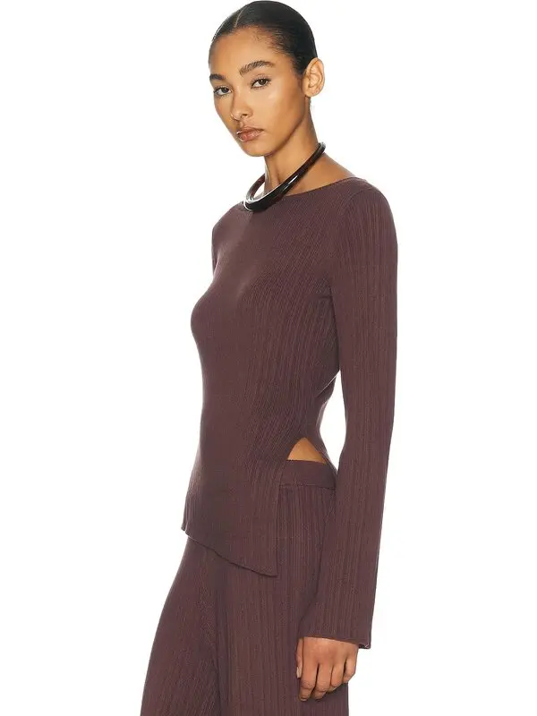 L'academie Sibylla Rib Knit Top - Chocolate