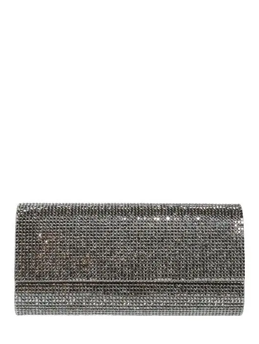Judith Leiber Perry Embellished Satin Clutch - Ebonized Hematite