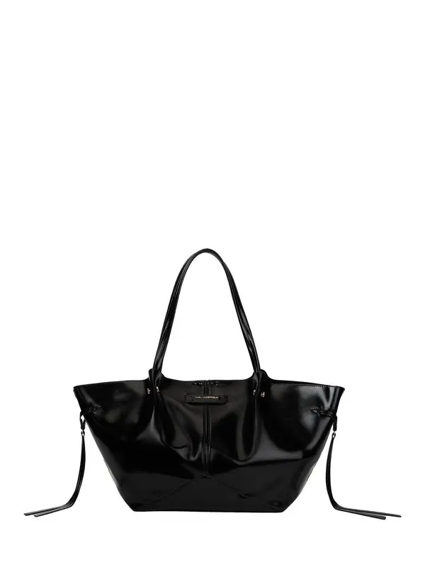 Karl Lagerfeld K/pierced Medium Shiny Tote Bag - Black/gold