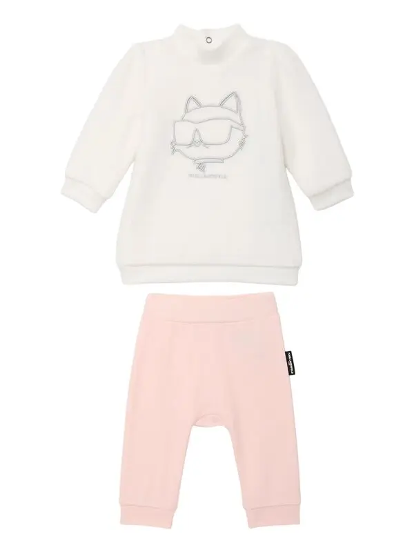 Karl Lagerfeld Baby Ikon Choupette Dress And Leggings Set - White/pink
