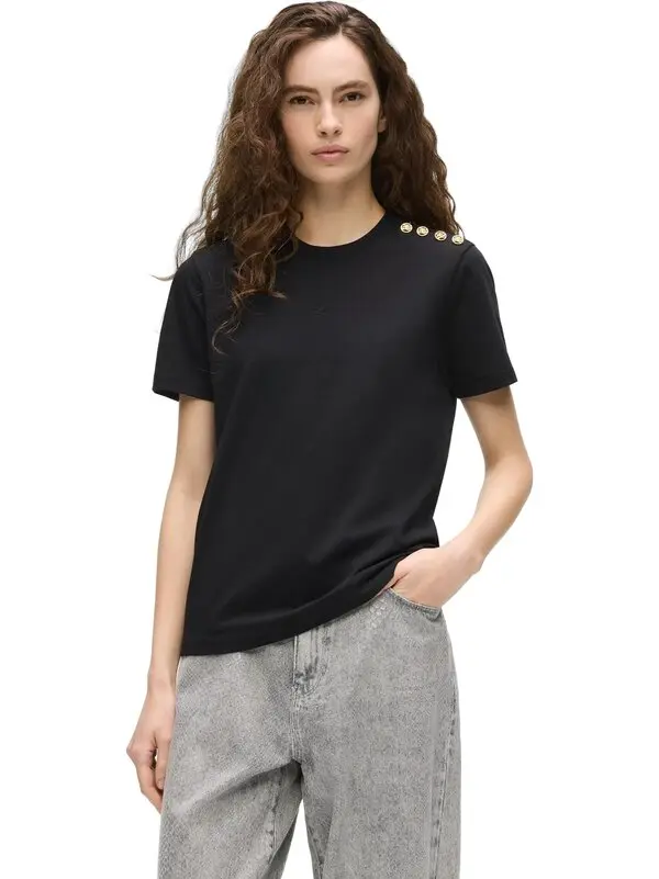 Karl Lagerfeld Button Detail Autograph T-shirt - Black