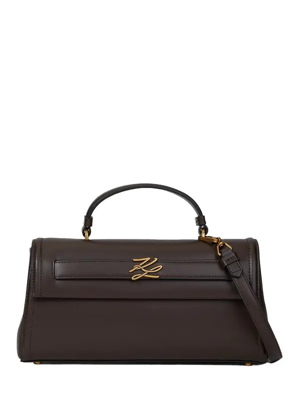 Karl Lagerfeld K/autograph Small Top Handle Bag In Cow Leather - Brown
