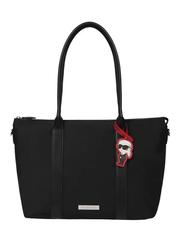 Karl Lagerfeld Ikon Nylon Large Charm Tote Bag - Black