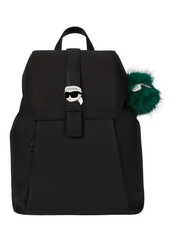 Karl Lagerfeld Ikon Pebble Charm Backpack - Black