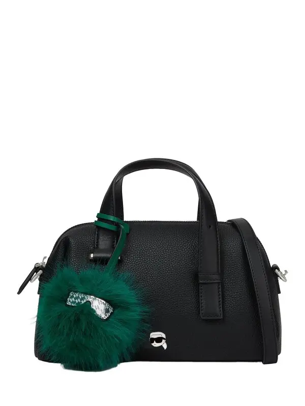 Karl Lagerfeld Ikon Pebble Small Charm Satchel Bag - Black