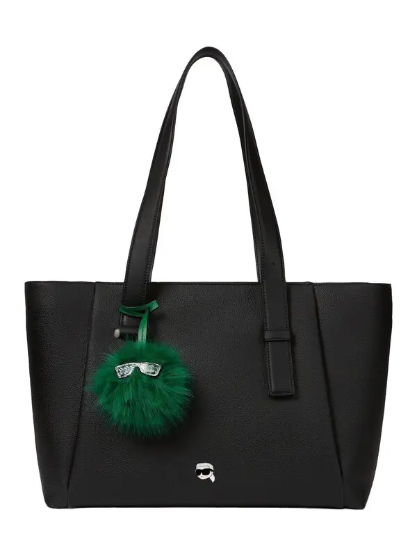 Karl Lagerfeld Ikon Pebble Large Charm Tote Bag - Black