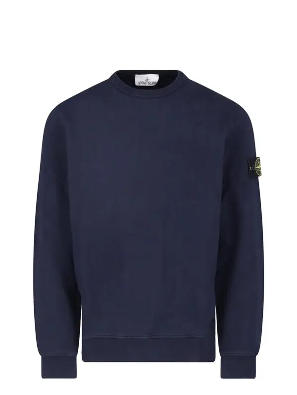 Stone Island Cotton Sweatshirt With Compass Logo - Blue