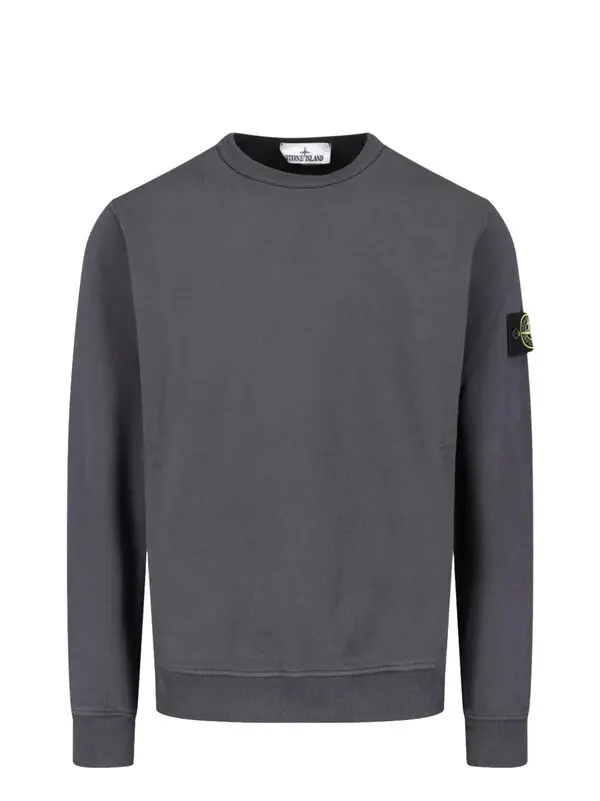 Stone Island Cotton Sweatshirt With Compass Logo - Gray