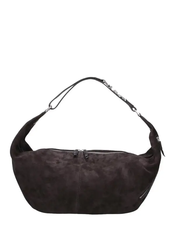 LEMAIRE Large Suede Shoulder Bag With Carabiner Detail - Brown
