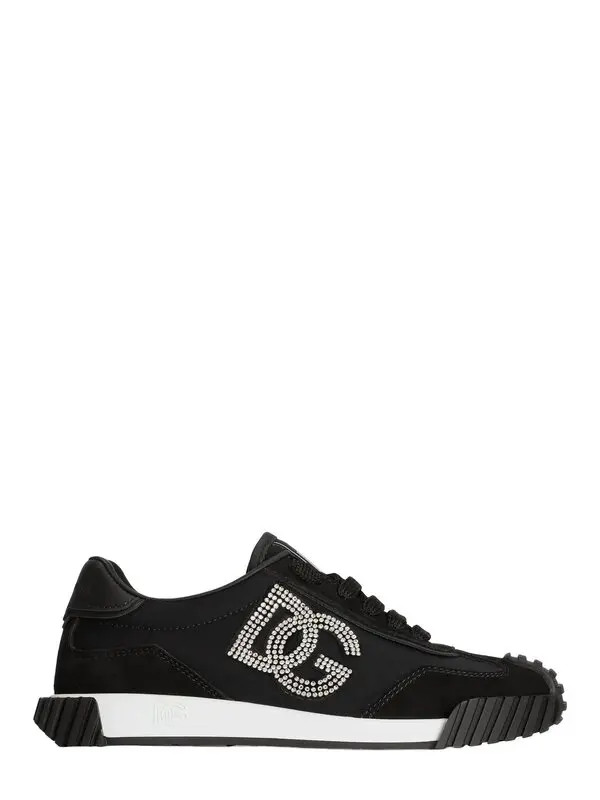 Dolce & Gabbana Dg Athletic Embellished Suede Sneakers - Black