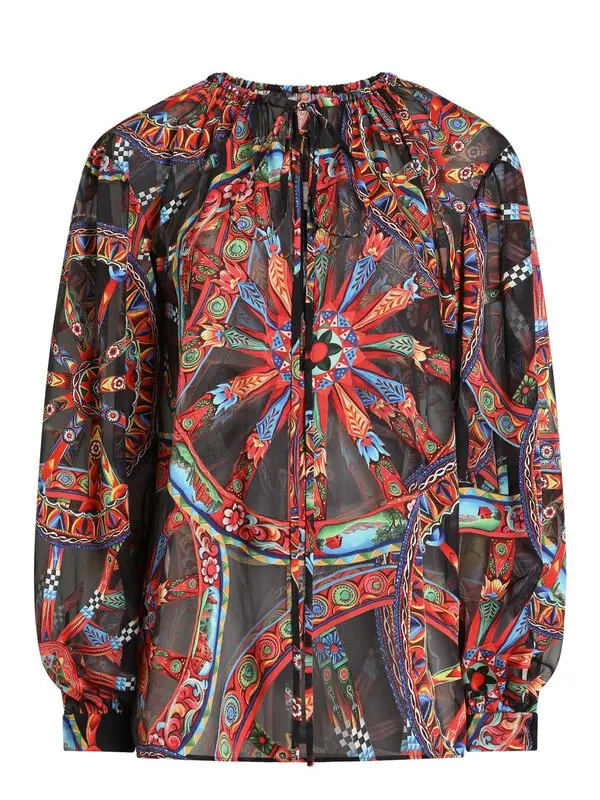 Dolce & Gabbana Carretto-print Devoré Twill Top - Multicolor