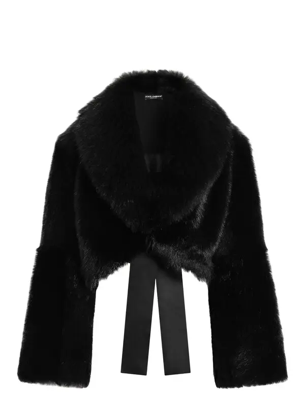 Dolce & Gabbana Shearling Bolero Jacket - Black
