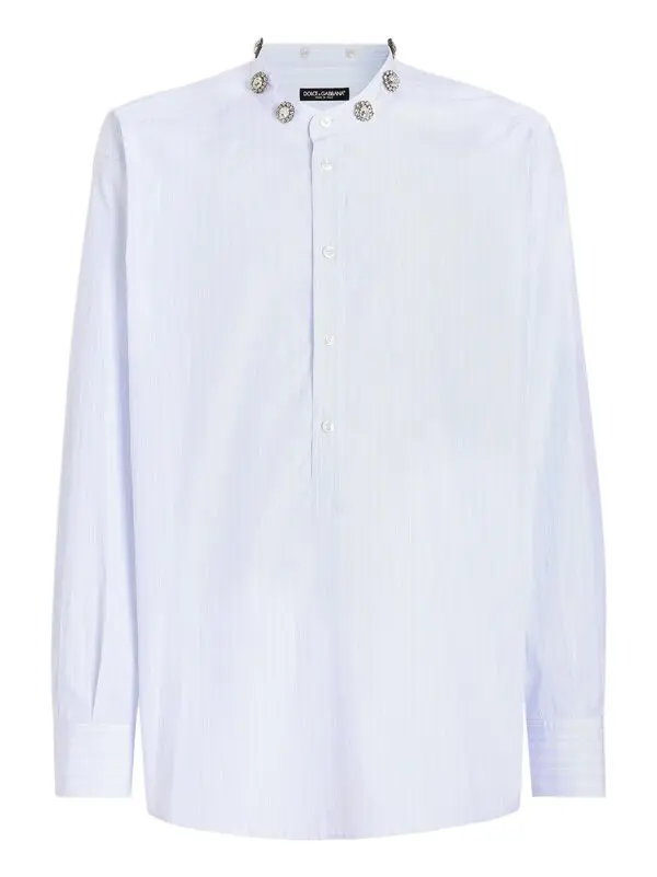 Dolce & Gabbana Cotton Shirt With Bejeweled Detailing - Multicolor