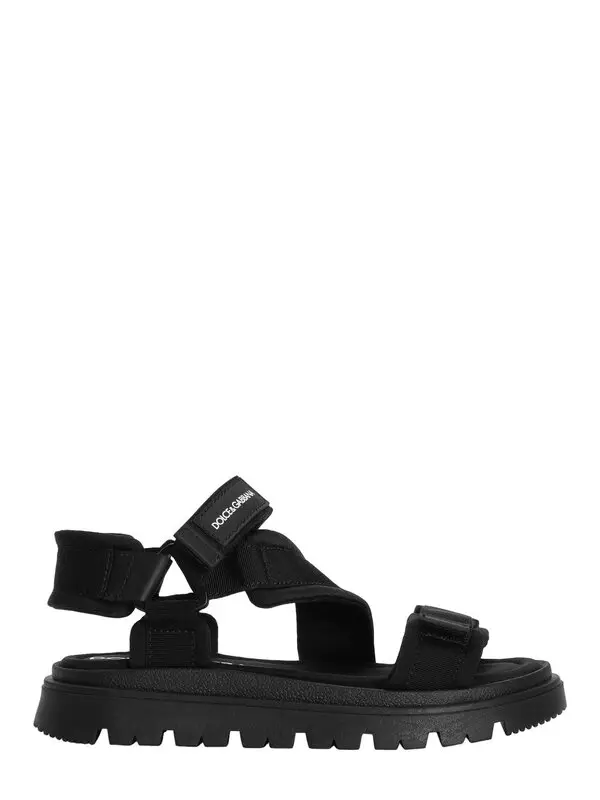 Dolce & Gabbana Fabric And Nappa Calfskin Sandals - Black