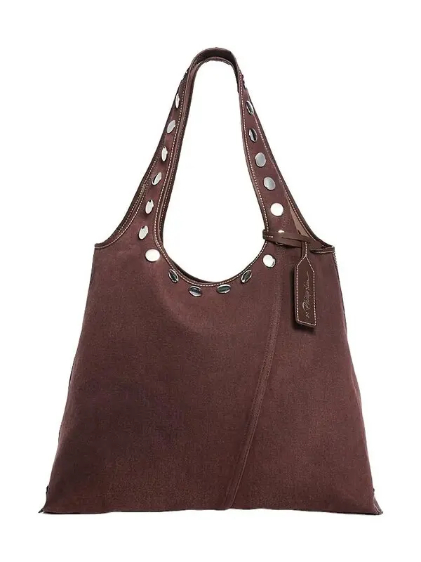 3.1 Phillip Lim Large Washed Denim Market Tote Bag - Rust Brown