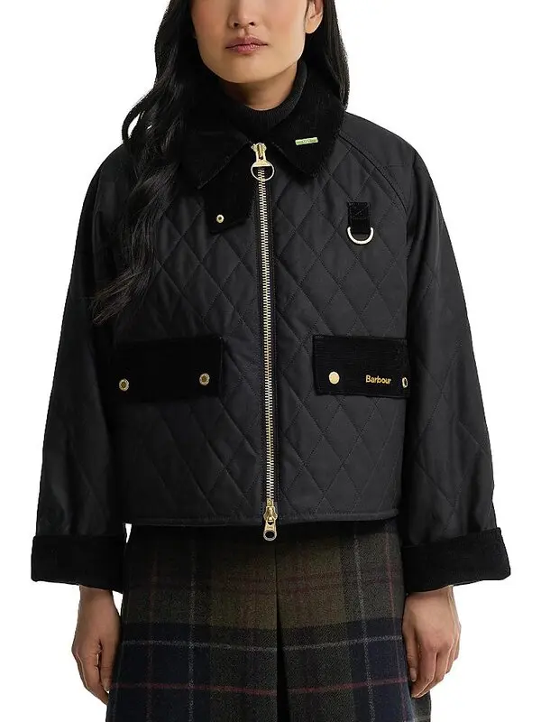 Barbour Quilted Waxed Cotton Spey Jacket - Black