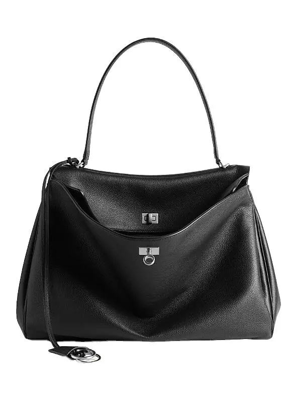 Balenciaga Rodeo Large Grained Calfskin Handbag - Black