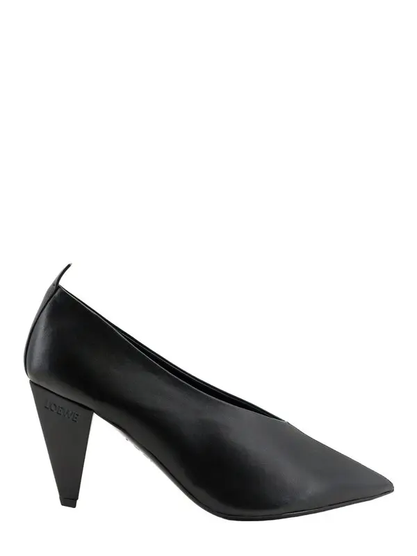 Loewe Origami Cubic Leather Pointed Toe Heels - Black