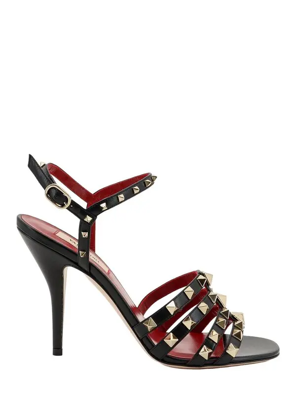 Valentino Garavani Rockstud Leather Sandals With Allover Studs - Black