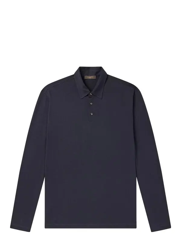 SLOWEAR Zanone Cotton And Silk-blend Jersey Polo Shirt - Blue