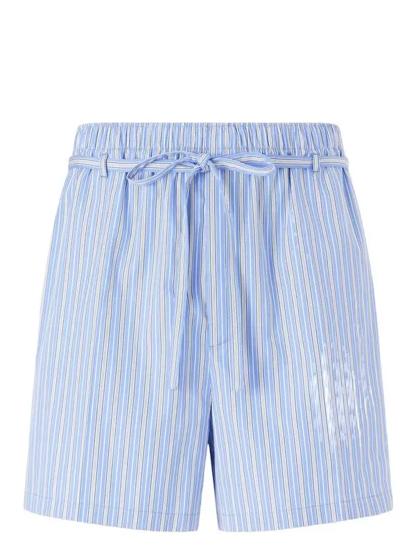 Saint Laurent Striped Cotton-poplin Drawstring Shorts - Blue