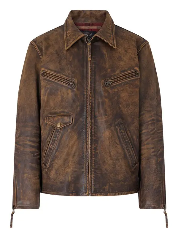 Ralph Lauren Distressed Leather Jacket - Brown