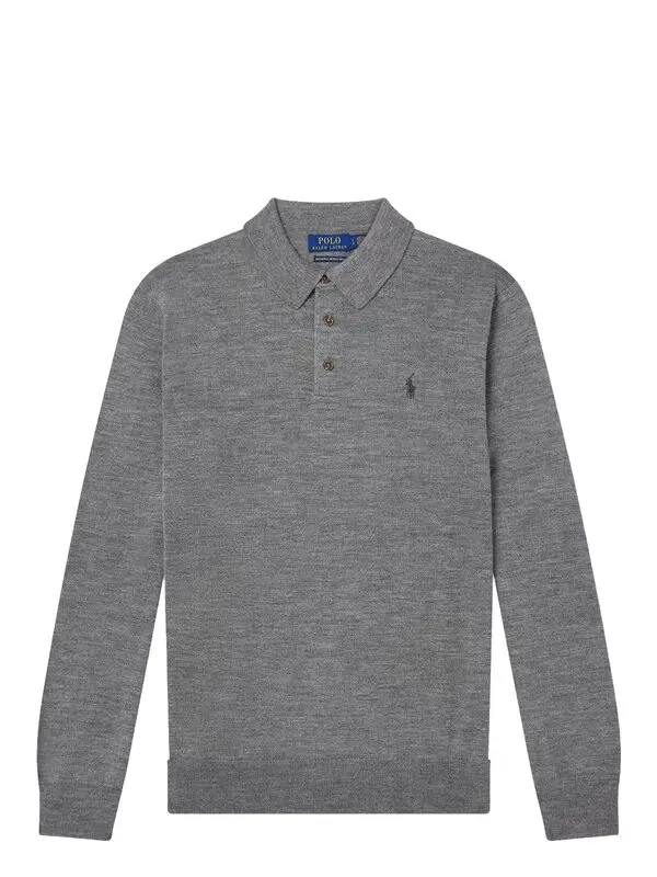 Polo Ralph Lauren Logo-embroidered Wool Polo Shirt - Gray
