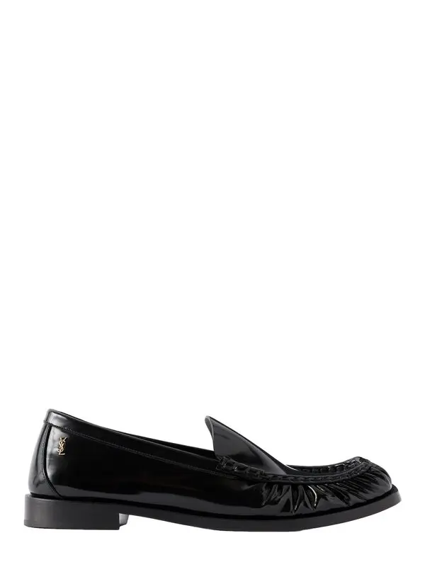 Saint Laurent Theobald Cassandre-embellished Leather Loafers - Black