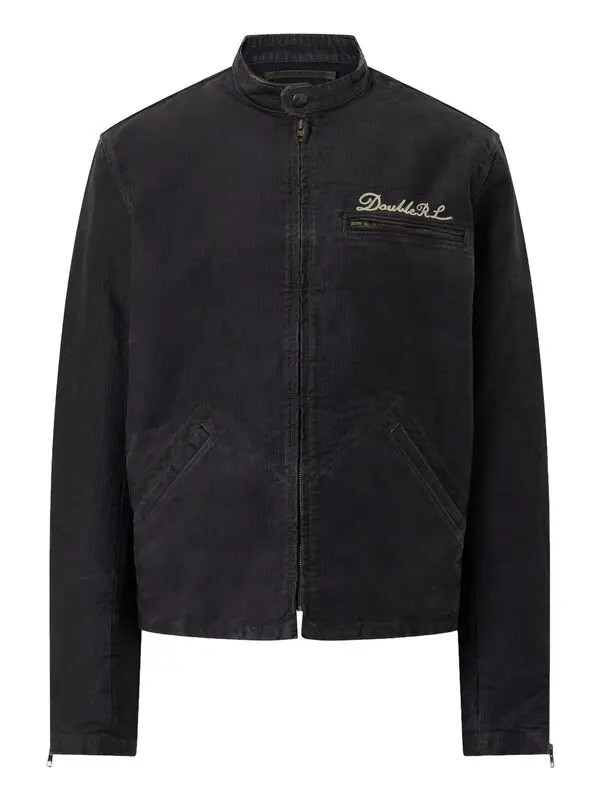 Ralph Lauren Logo Embroidered Cotton Corduroy Bomber Jacket - Black
