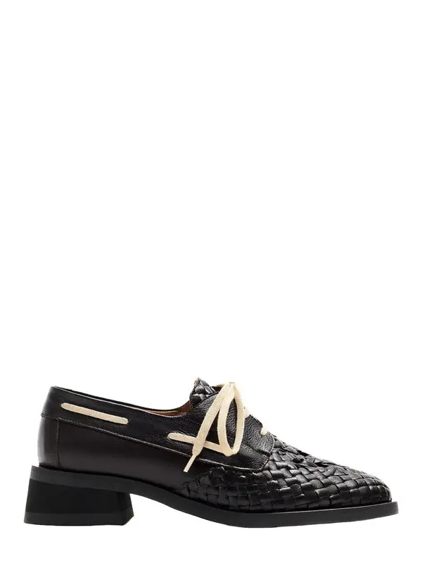 NAGUISA Cirila Dark Woven Lace-up Shoes - Brown