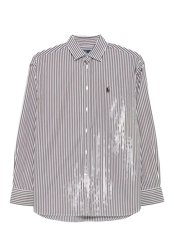 Polo Ralph Lauren Striped Embroidered-logo Shirt - Brown