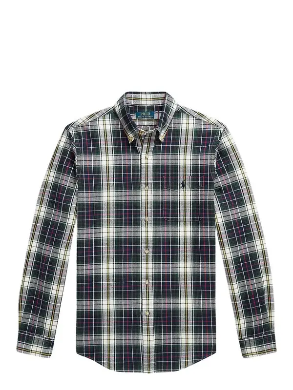 Polo Ralph Lauren Custom Fit Plaid Brushed Oxford Shirt - Blue