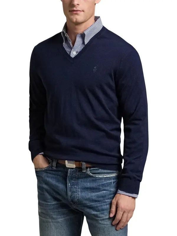 Polo Ralph Lauren Embroidered V-neck Sweater - Blue