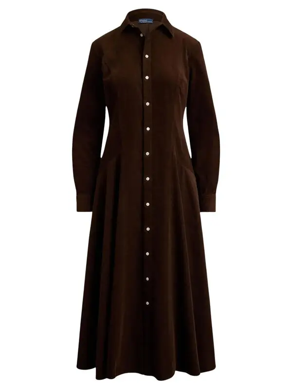 Polo Ralph Lauren Tyler Corduroy Shirt Midi Dress - Brown