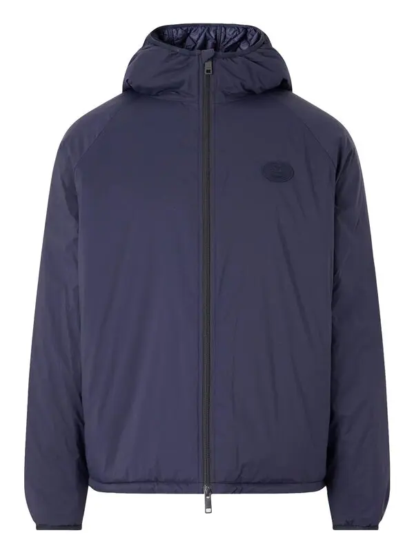 Burberry Logo-appliquéd Hooded Shell Jacket - Blue