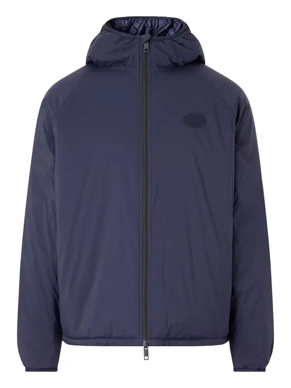 Burberry Logo-appliquéd Hooded Shell Jacket - Navy