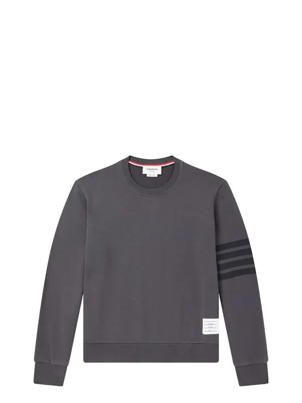 Thom Browne 4-bar Stripe Cotton Sweatshirt - Charcoal