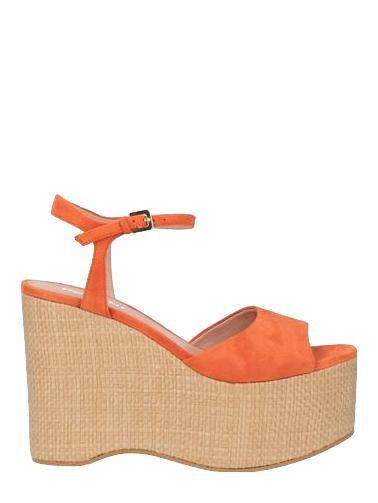 POLLINI Suede Espadrille Wedge Sandals - Orange