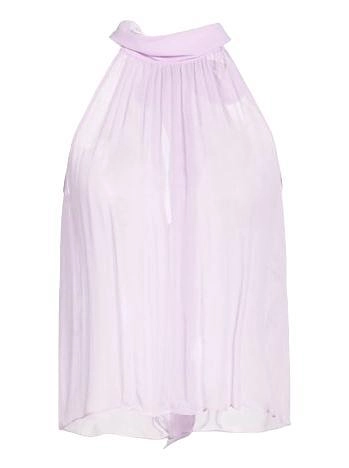 Patrizia Pepe Sleeveless High Neck Crepe Top - Lilac