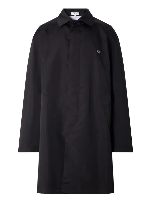 Loewe Logo-embroidered Twill Trench Coat - Black